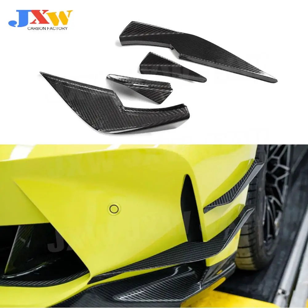 Dry Carbon Fiber Front Bumper Canards Splitters Spoiler Bodykit Side Fin Flaps For BMW G80 M3 ...