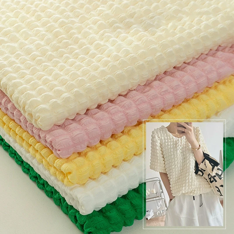 0.5m/1m/2m Soft Elastic Bubble Plaid Fabric Waffle Cloth for Sewing ...
