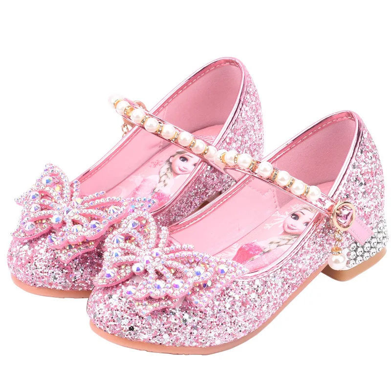 Princess Kids Leather Shoes for Girls Flower Casual Glitter Children ...