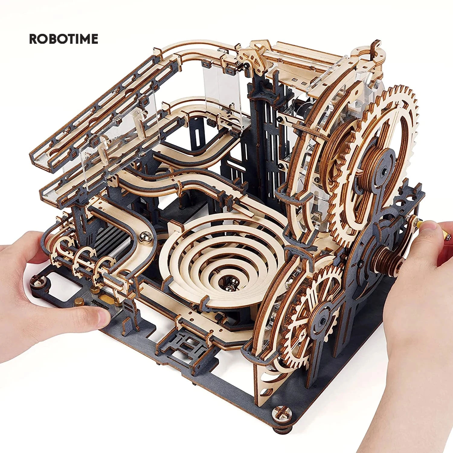 Robotime Rokr 5 Kinds Marble Run Set Diy Wooden Model Building Block ...
