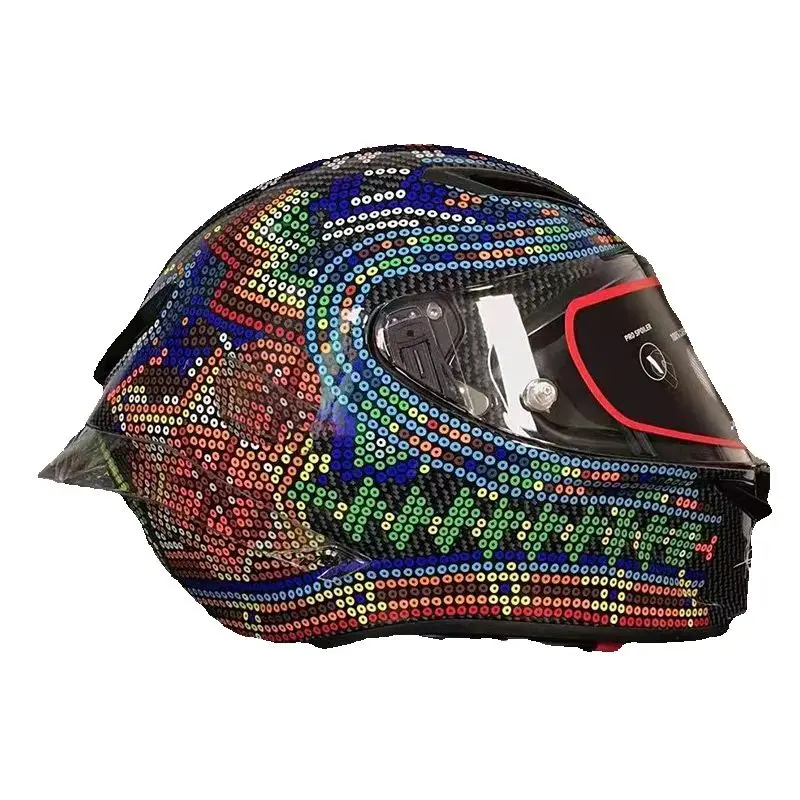Men and Women Rosary Helmet Big Spoiler A String of Beads Helmet Riding ...