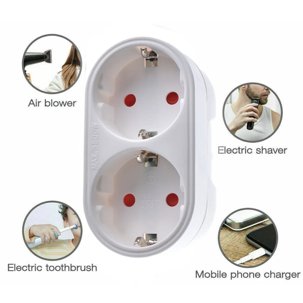 EU / German Plug Converter 16A 250V European Conversion Plug 1 To 2 Way ...