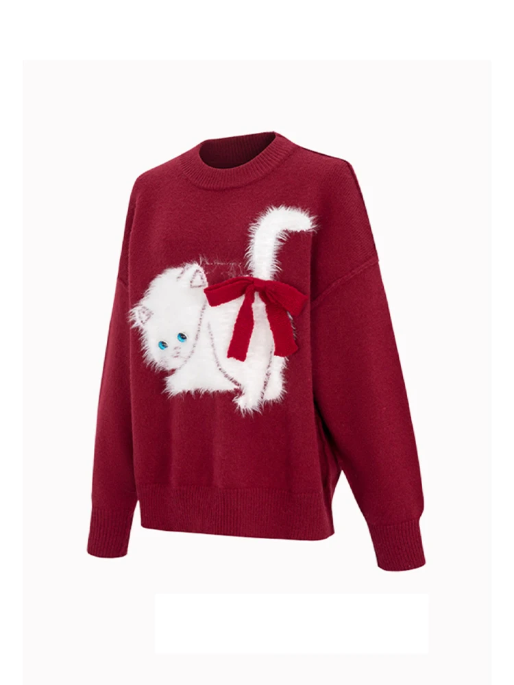 Women-Red-Vintage-Pullover-Knit-Sweater-Y2k-90s-Aesthetic-Harajuku ...