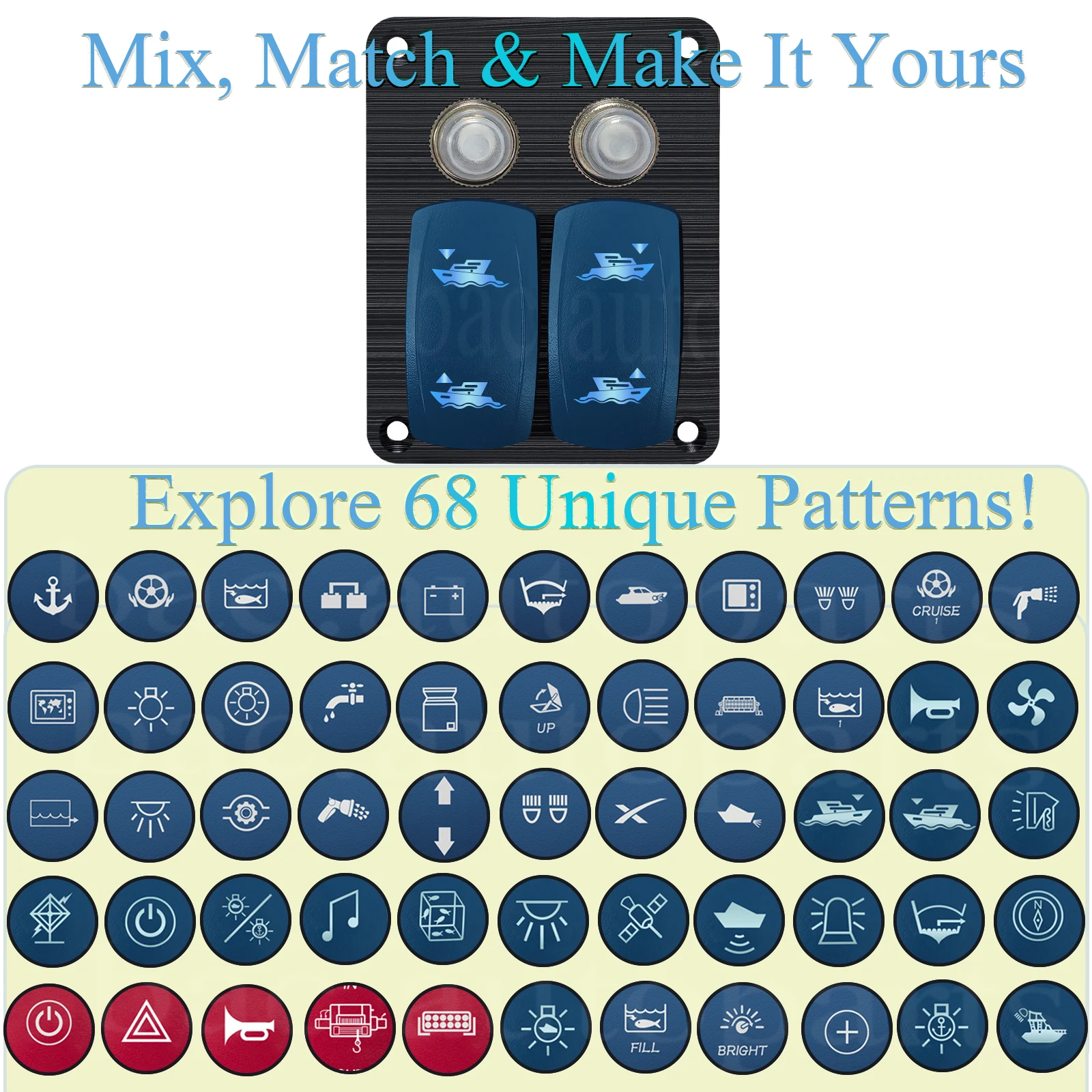 Fully Customizable 2G Rocker Switch Panel Kit Design Your Own for Winch ...