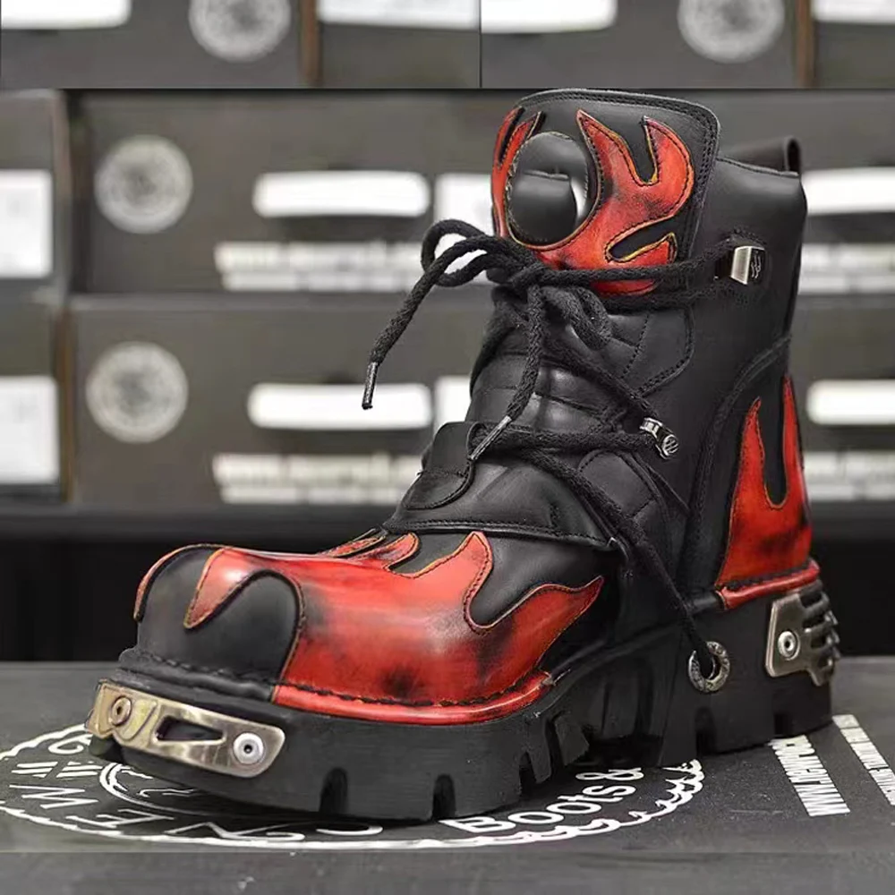 Botas-de-cuero-genuino-con-cordones-para-hombre-y-mujer-botines-con ...