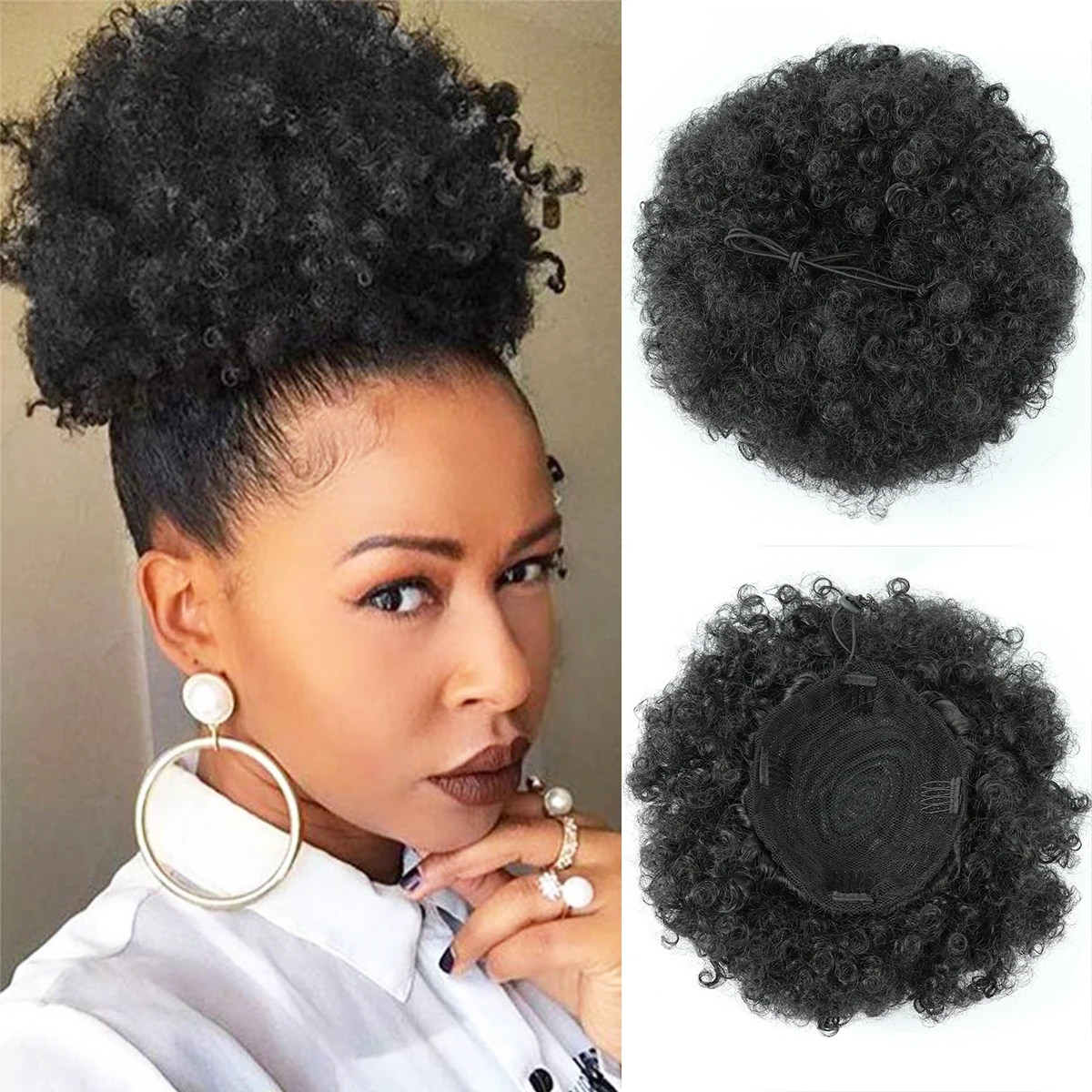 Afro-Puff-Drawstring-Ponytail-Extension-for-Black-Women-Premium-1B-120 ...