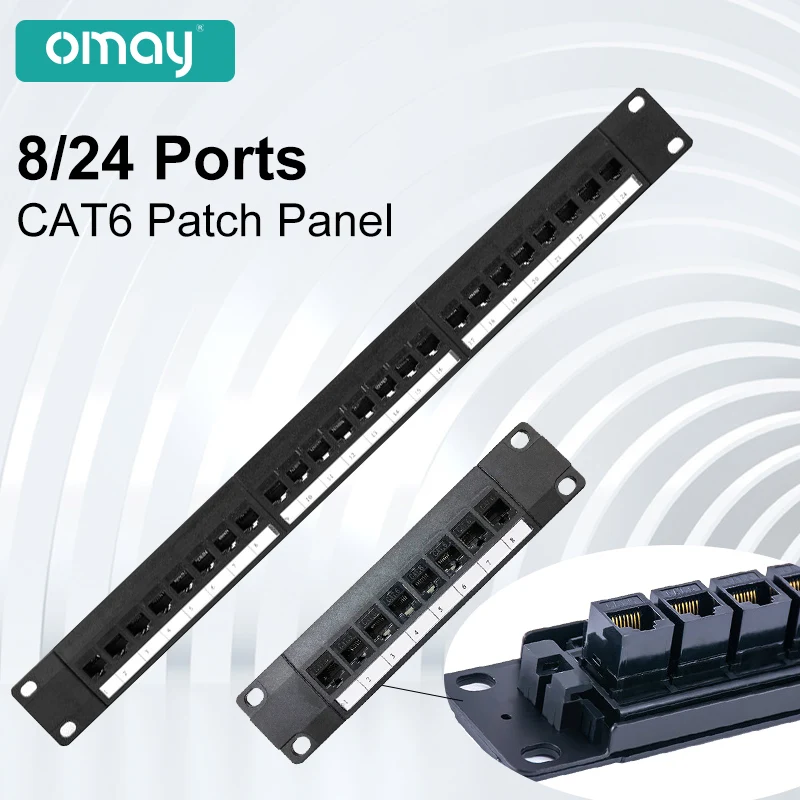 OMAY-19Inch-1U-8-24-Port-CAT6-Patch-Pan-Cabinet-Rack-Pass-Through-RJ45 ...