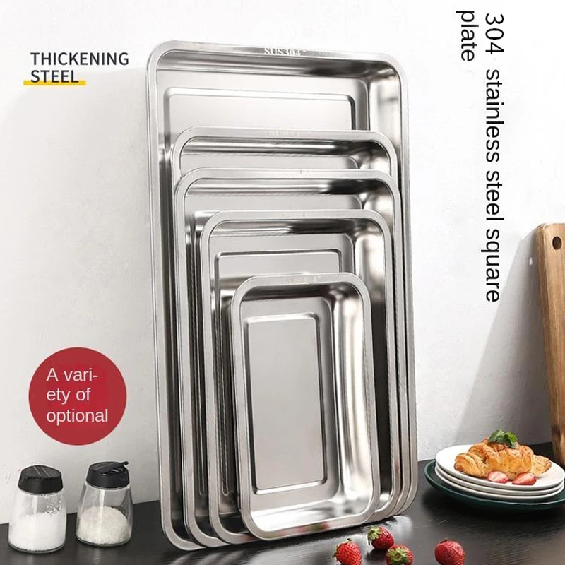 304-stainless-steel-plate-rectangular-tray-barbecue-plate-commercial ...