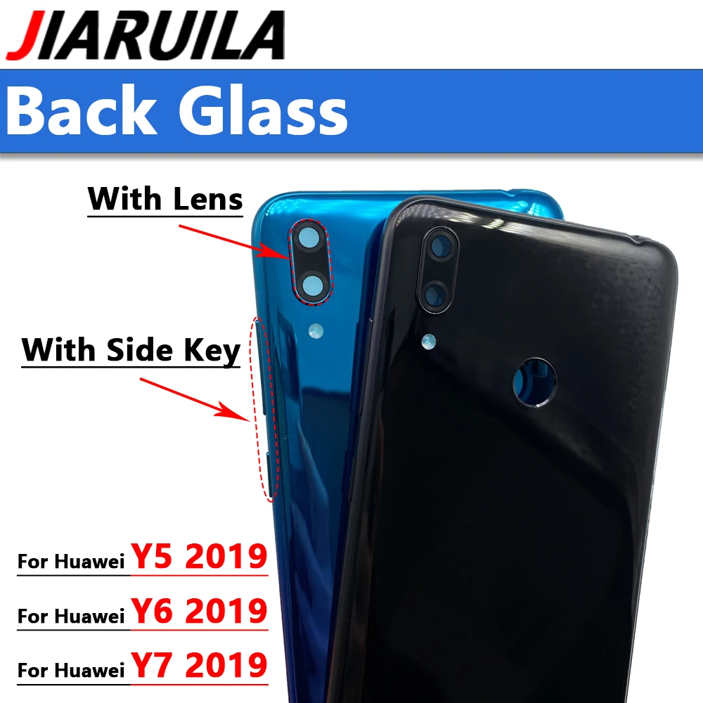 Rear Back Glass For Huawei Y5 Y6 Y7 2019 Battery Rear Door Housing Case ...