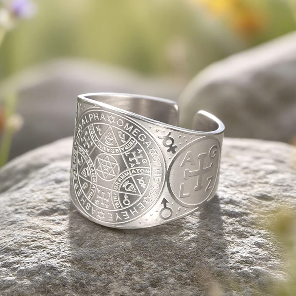 Dawapara Enochian Magic Angel Ring Solomon Kabbalah Protection Amulet ...