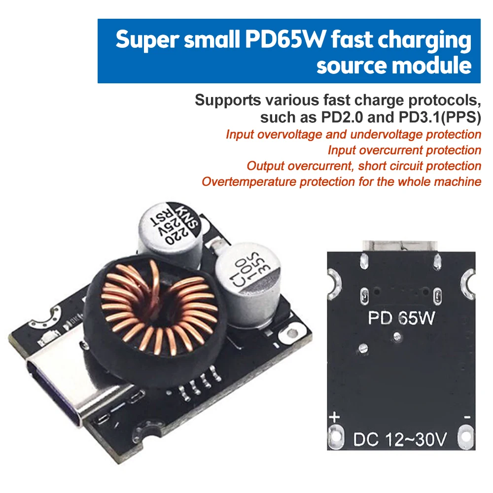 DC-DC Power Buck Module 12-30V to PD2.0/PD3.1 QC3.0 Fast Charging ...