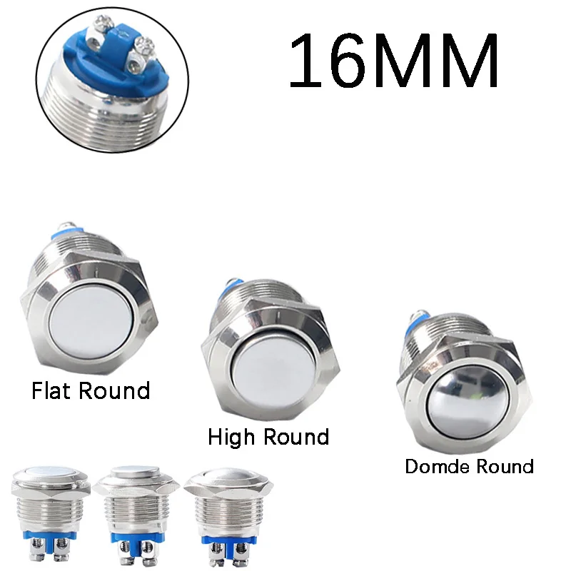 16mm-1NO-High-Flat-Head-Waterproof-Momentary-Lock-Metal-Push-Button ...