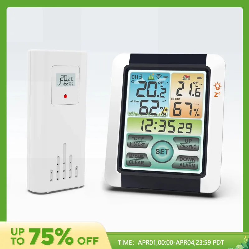 1-Set-Indoor-and-Outdoor-Wireless-Temperature-and-Humidity-Meter-Color ...