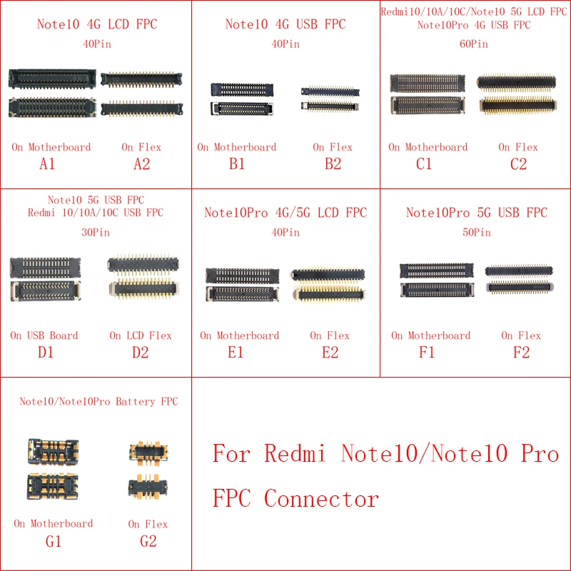 2pcs-30-40-50-60-Pin-LCD-Screen-Usb-Charging-Battery-FPC-Connector-On ...