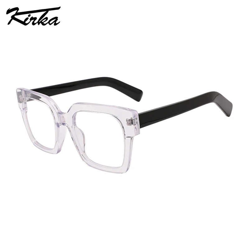 Kirka-Unisex-Acetate-Rectangle-Thick-Transparent-Frames-Single-Colors ...