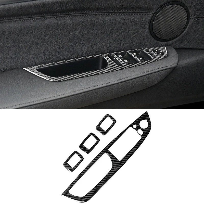 4PCS Carbon Fiber Car Window Switch Lifter Control Panel Frame ...