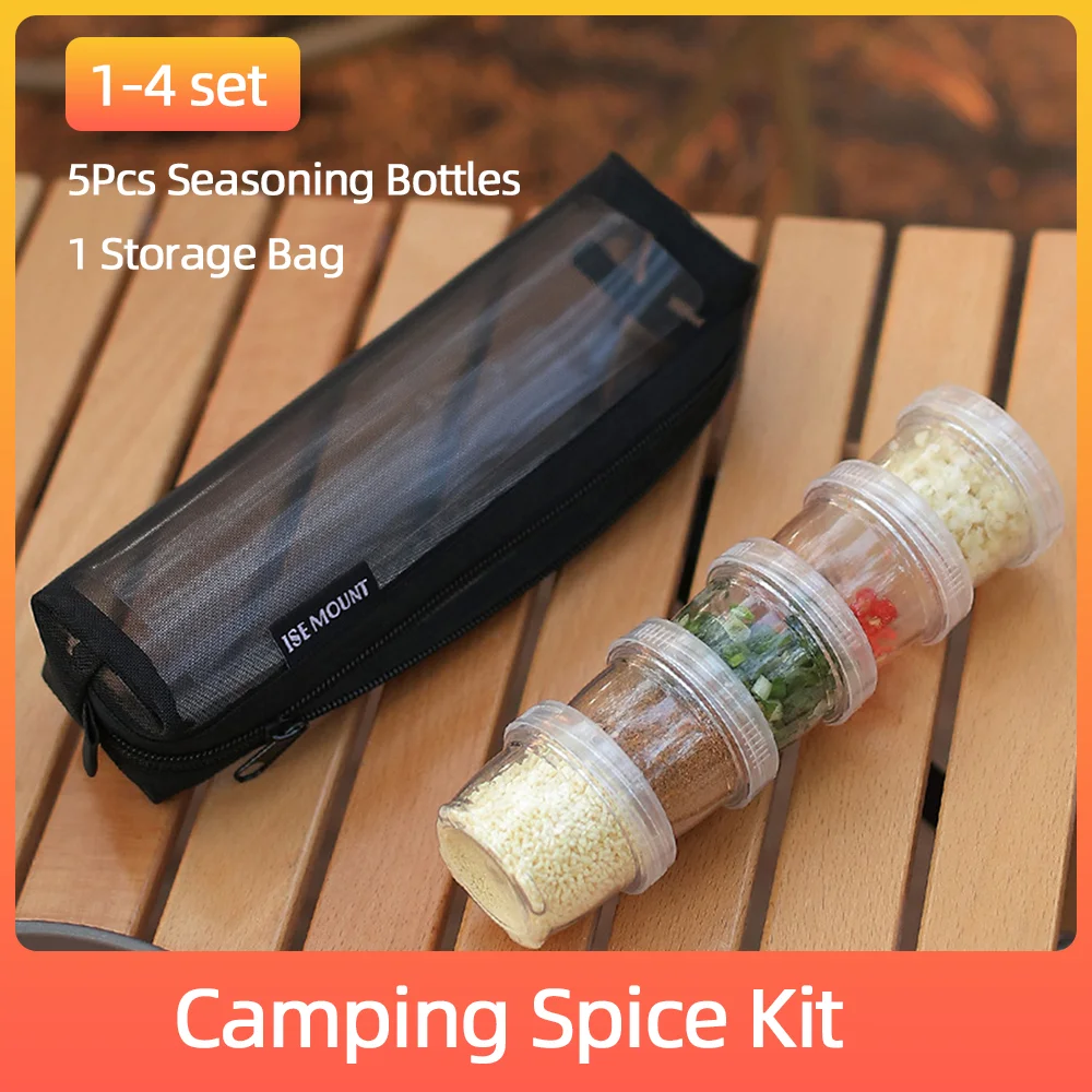 Spice Bottles BY-J Camping Spice Kit With 5 Jars, Foldable Leather ...