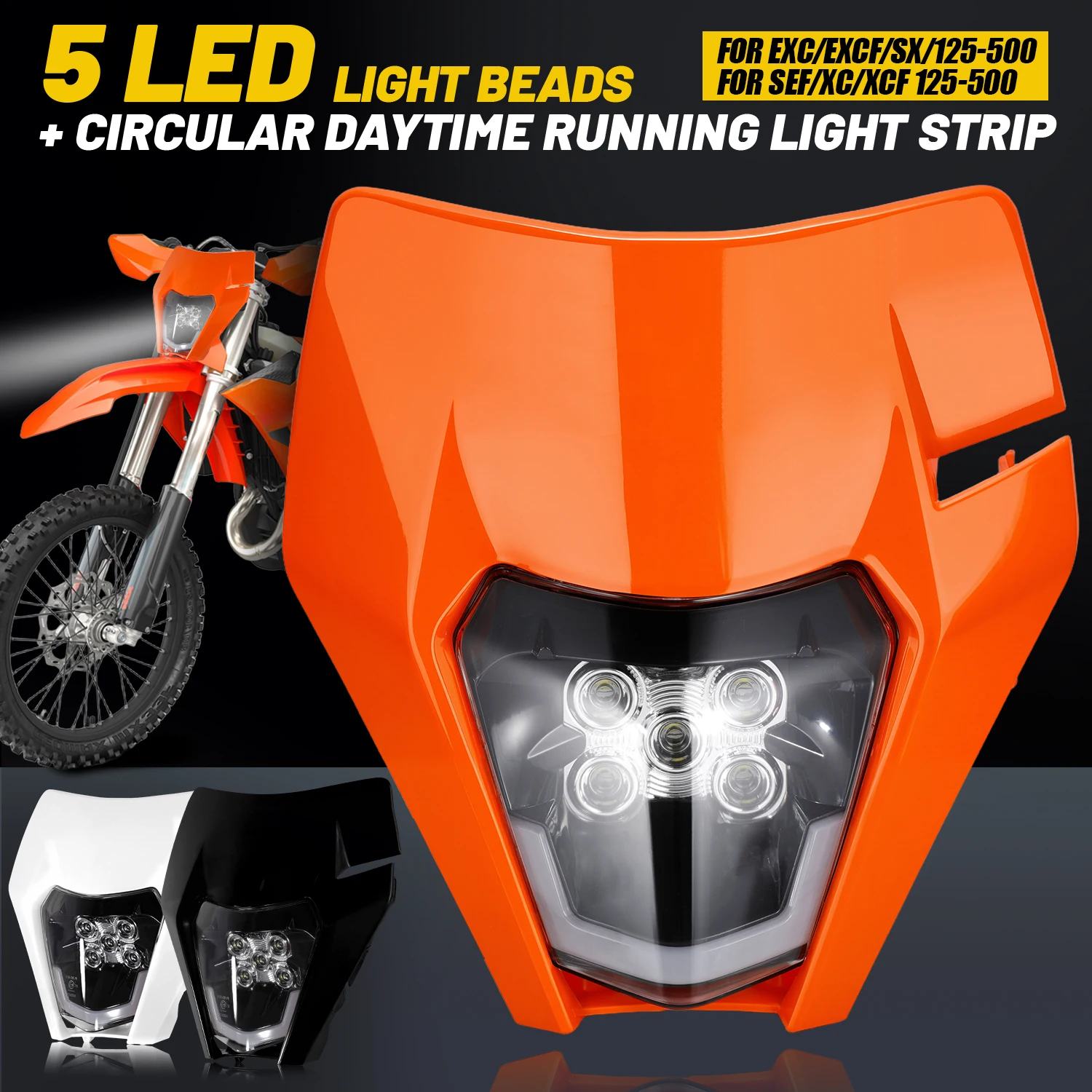 For KTM EXC SX SXF XCW MX XC 125-500 LED Headlight Electric Dirt Bike ...