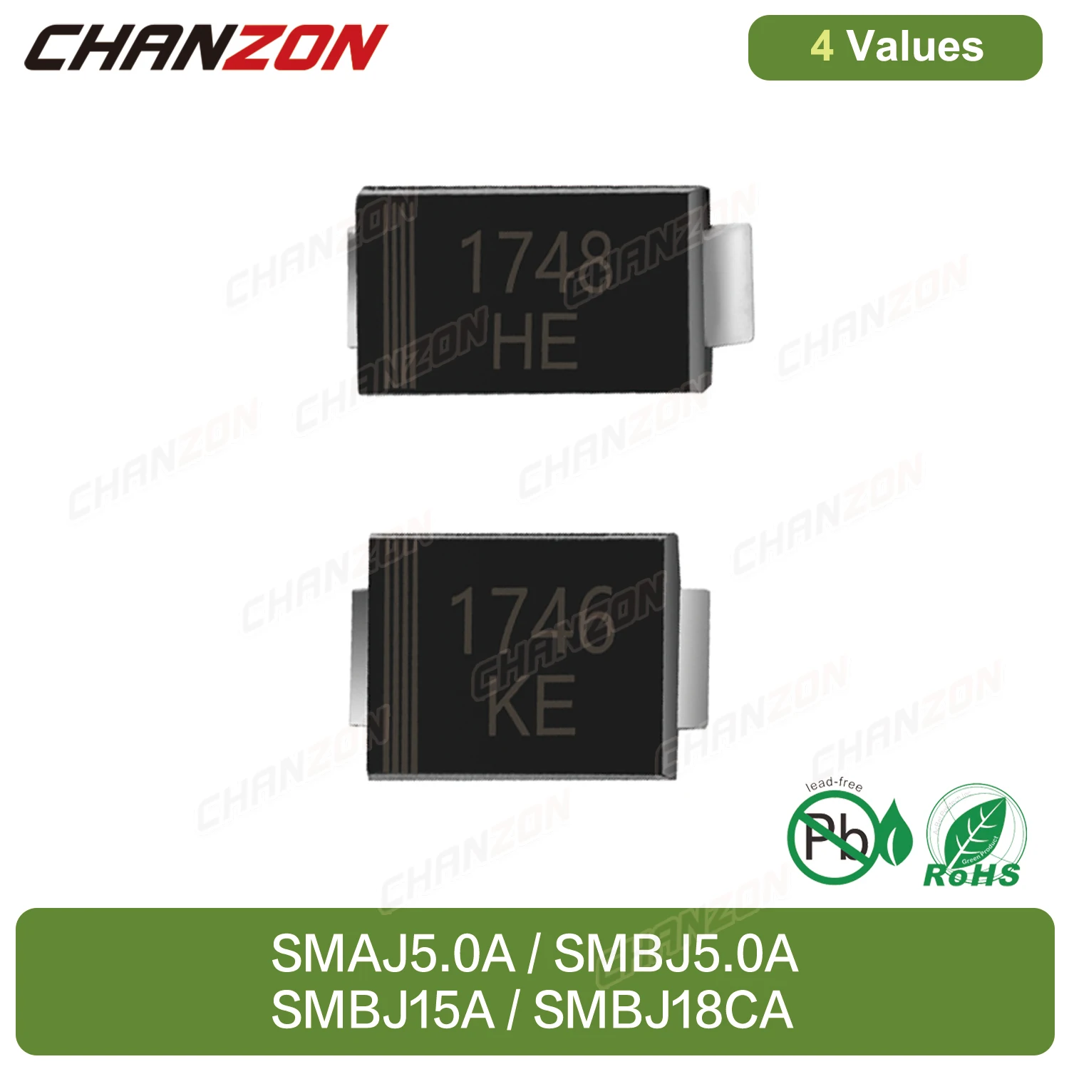 4 Values SMD TVS Diode SMAJ5.0A SMBJ5.0A SMBJ15A SMBJ18CA SMA SMB Unidirectional Channel ...