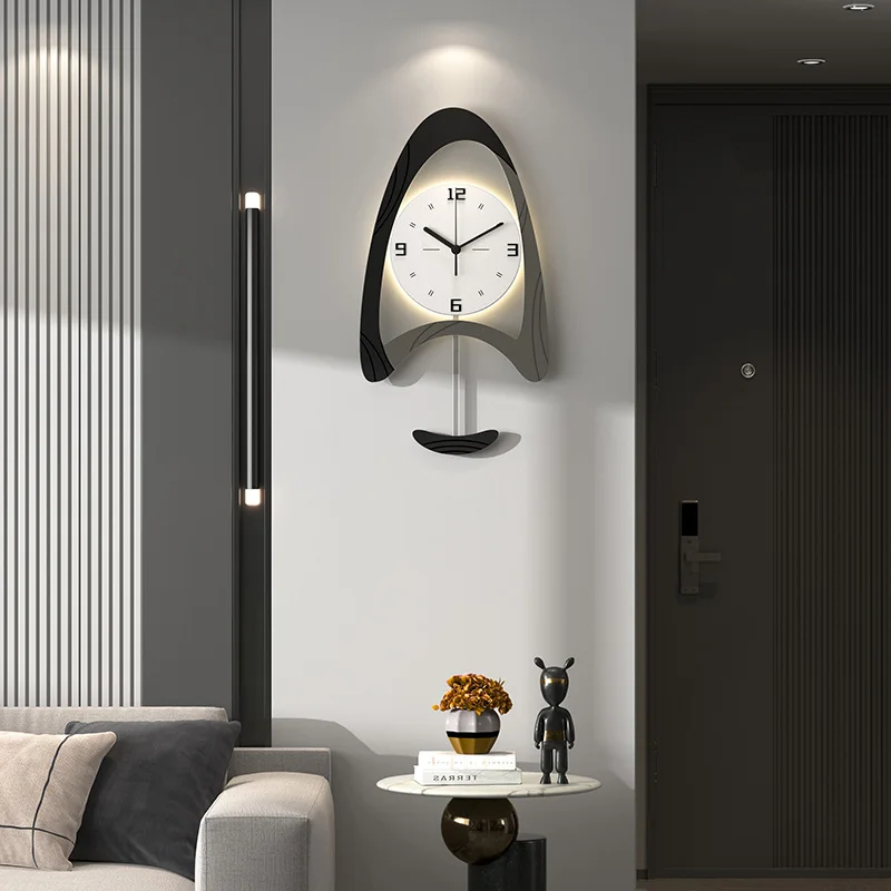 Modern aydınlık duvar saati mekanizması şık sessiz hareket Led ışık ...