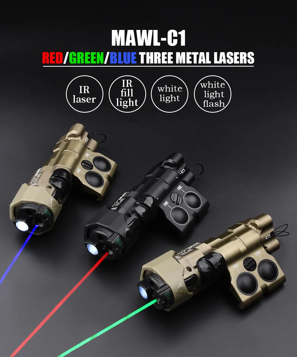 MAWL C1Metal New Upgrade CNC Laser Aiming Device With Red Green Blue IR And Illumination For ...