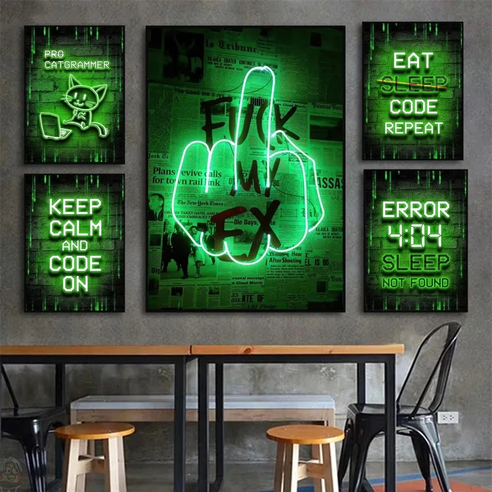 Neon-Effect-Programmer-Coder-Gamer-Day-Night-Wall-Art-Poster-Hacker-Computer-Hacking-Painting ...