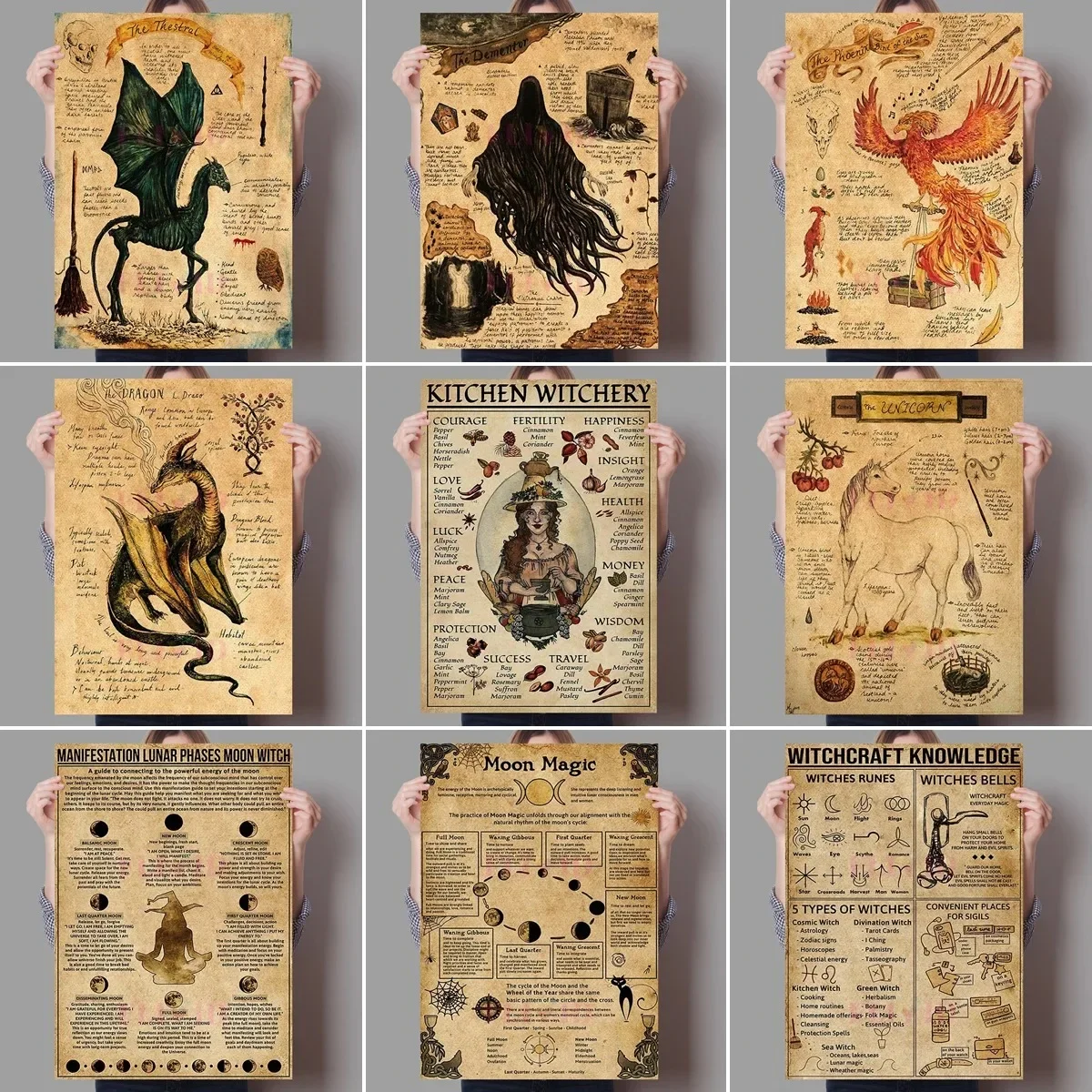 Magic Herbology Halloween Vintage Thestral Unicorn Poster Dementor ...