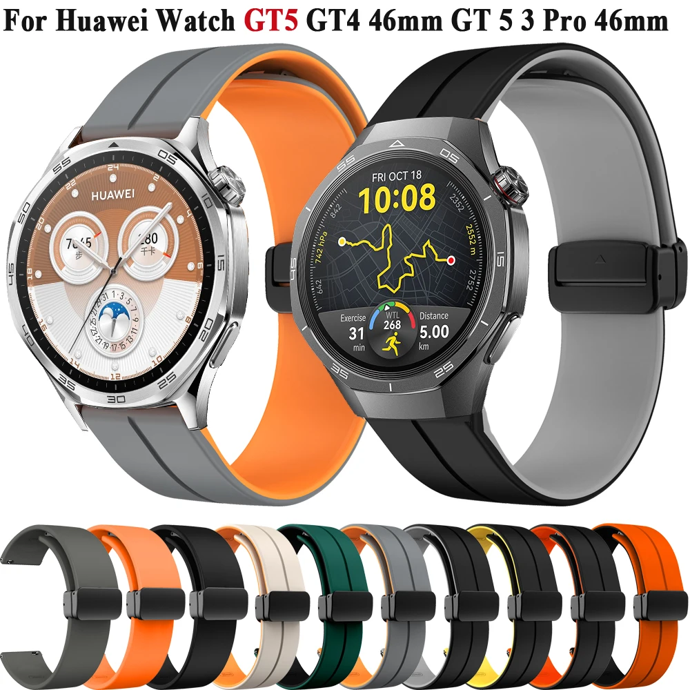 22mm Silicone Straps For HUAWEI WATCH GT 5 4 3 2 SE 46MM Magnetic ...