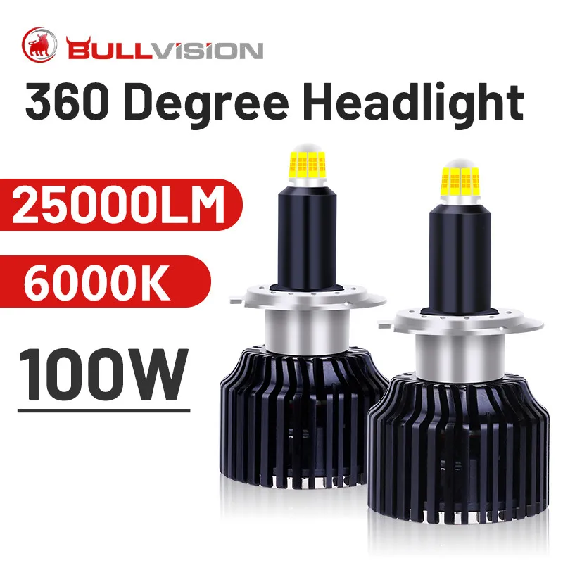 H1 H11 H7 25000LM 100W H8 H9 LED Car Headlight Bulb 360 degree HB3 HB4 ...