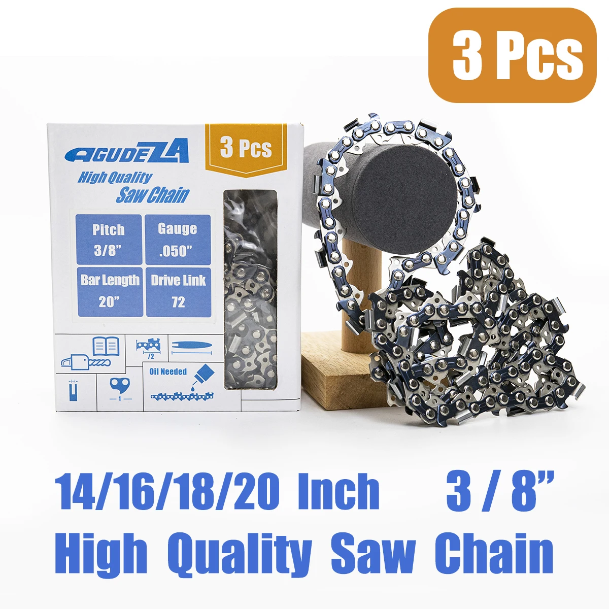 AGUDEZA-Chainsaw-Blades-Substitui-o-Calibre-de-Alta-Qualidade-3-Pcs-14 ...
