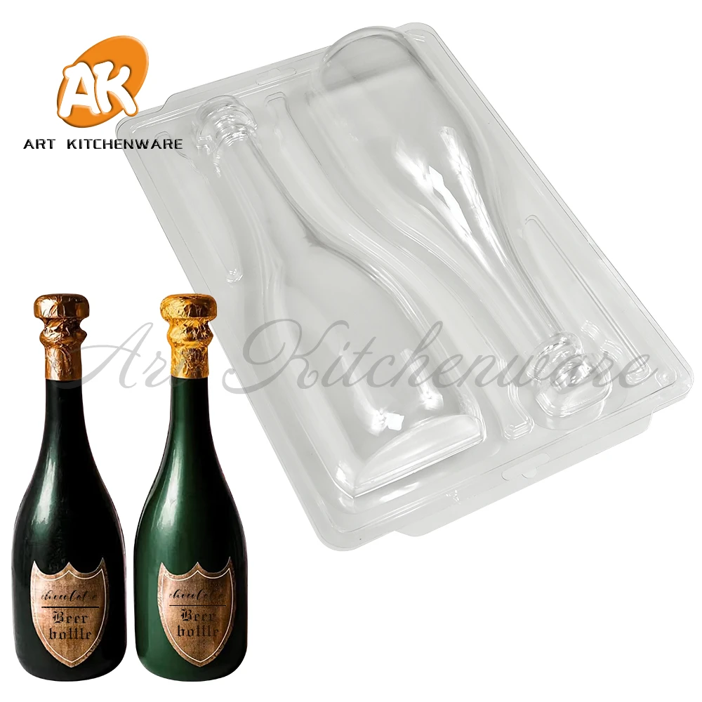 Large-Champagne-Bottle-Chocolate-Mold-3-Part-Piece-3D-Mold-Smash ...