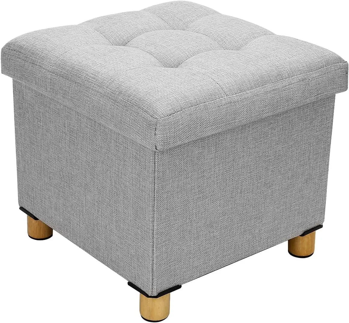 Storage-Ottoman-38x38x32cm-Storage-Box-Cotton-Storage-Stool-4-Wood-Legs ...
