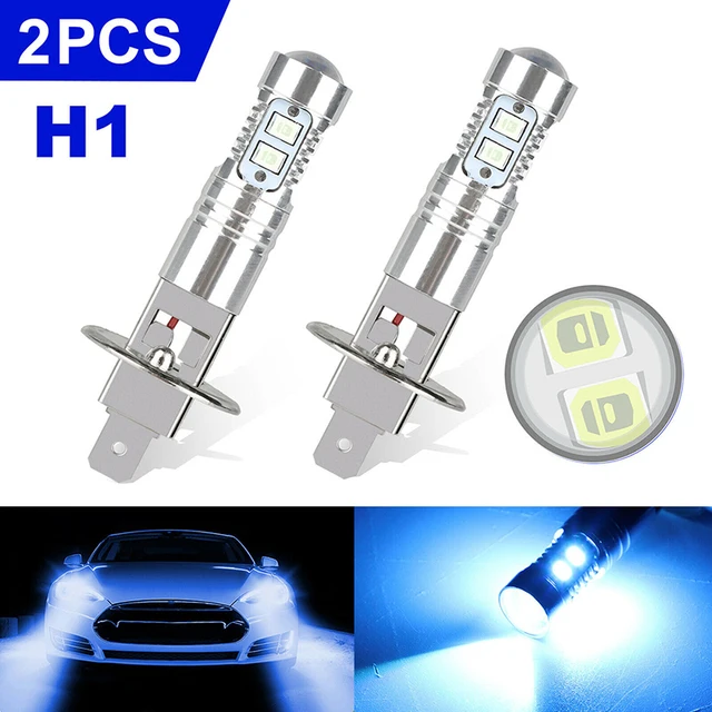 2 Pcs H1 LED Headlight Bulbs 6000K Super Bright Car High Low Beam ...