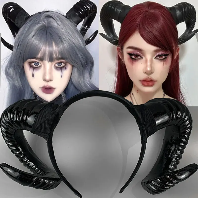 Diadema de cuerno de demonio negro, diadema gótica de Halloween, Animal ...