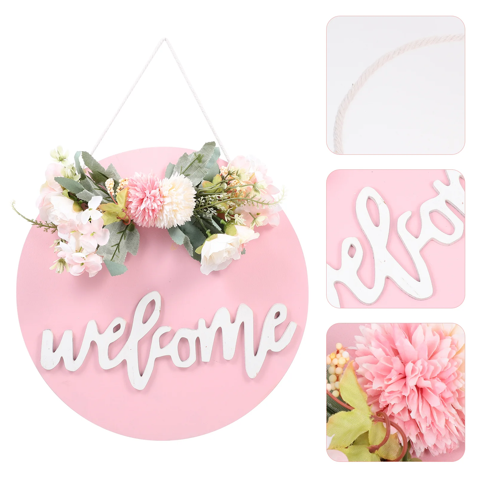 1 Set Wooden Door Sign Front Door Sign Flower Welcome Sign Doorplate ...