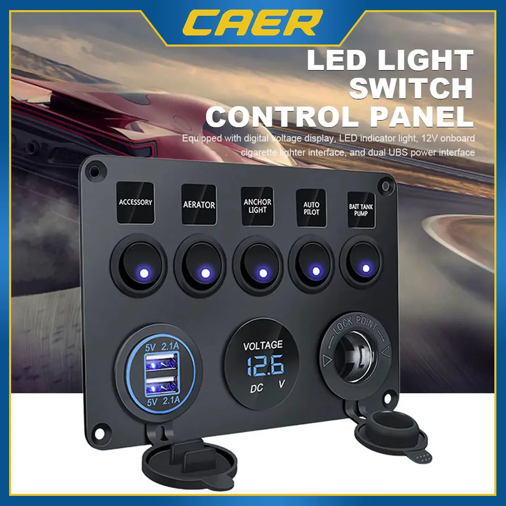 CAER-LED-Car-Charger-12V-Switch-Panel-Power-Outlet-4-2A-Dual-USB ...