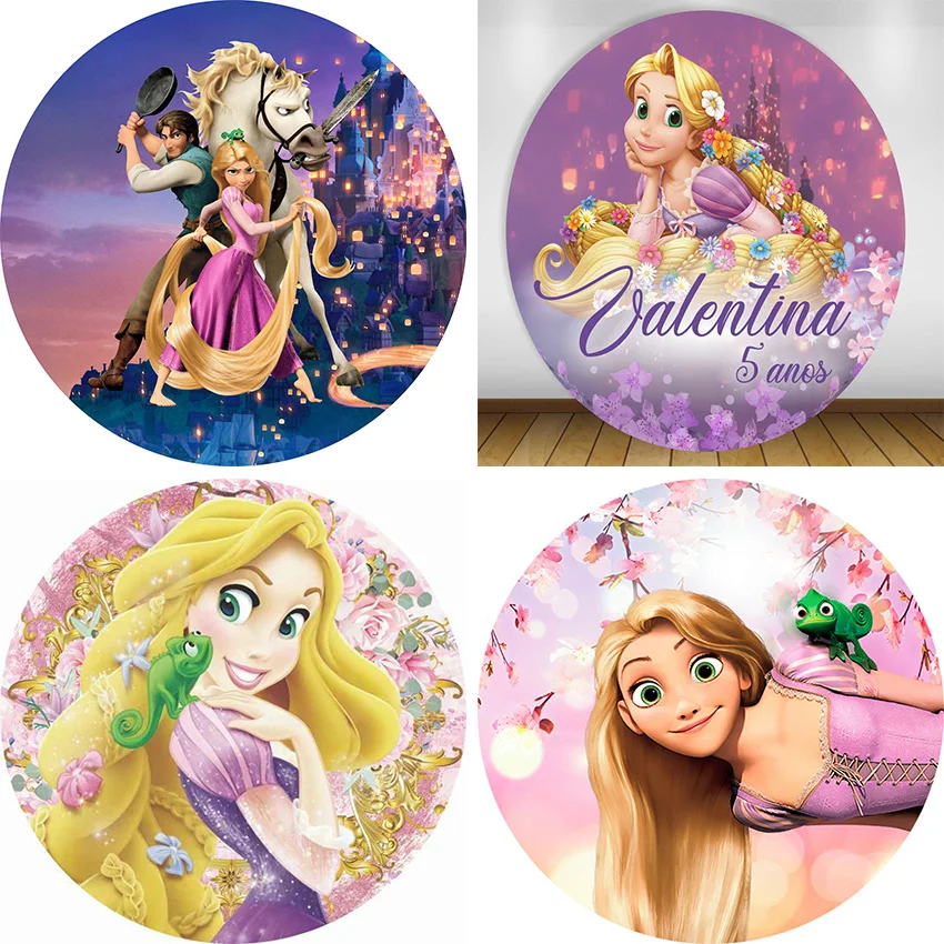 Tangled-Rapunzel-Princess-Circle-Backdrop-Fairy-Tale-Castle-Long-Hair ...