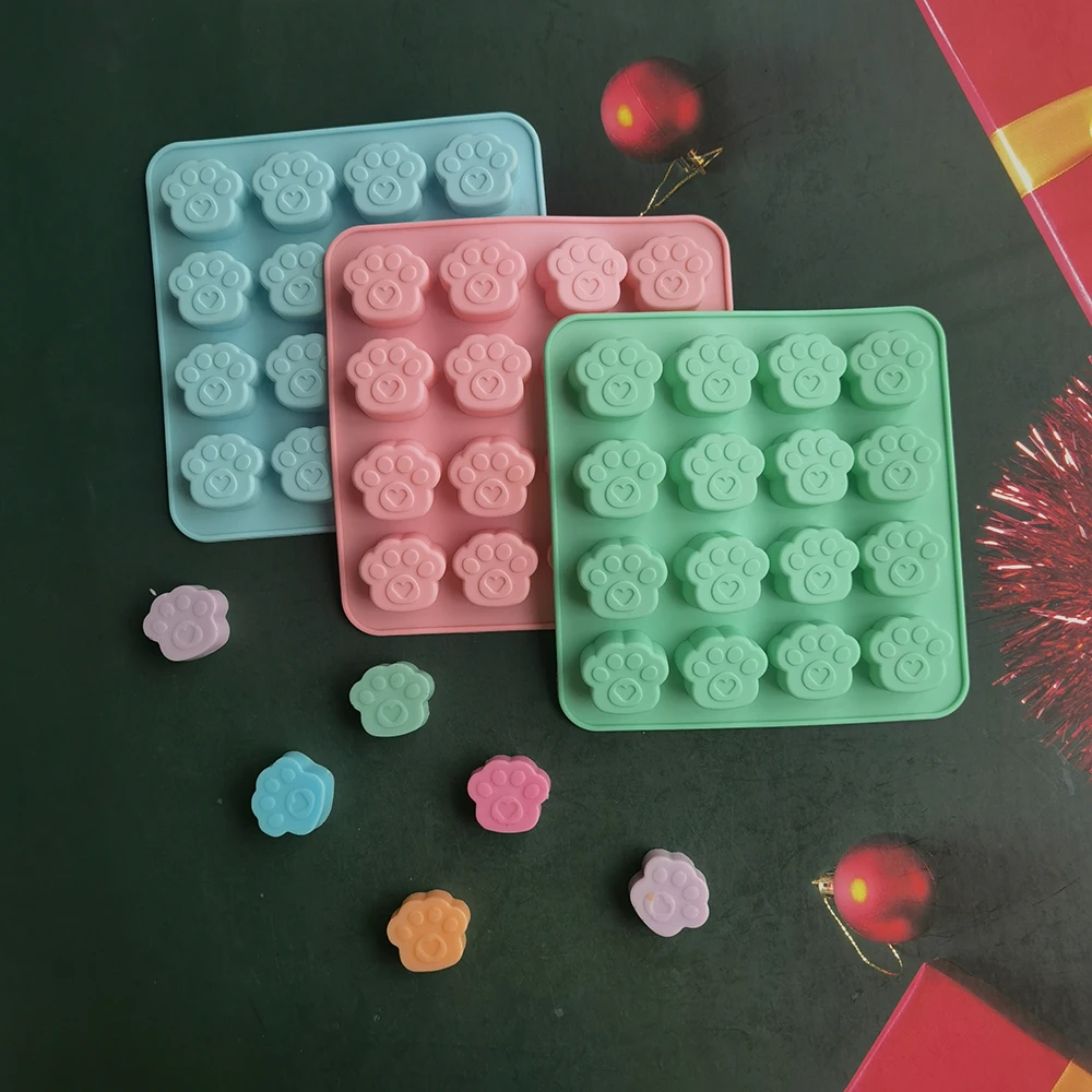 Animal Cartoon Dog Footprint Cat Paw Silicone Cake Mold Mousse Chocolate Mould Pudding Jelly ...