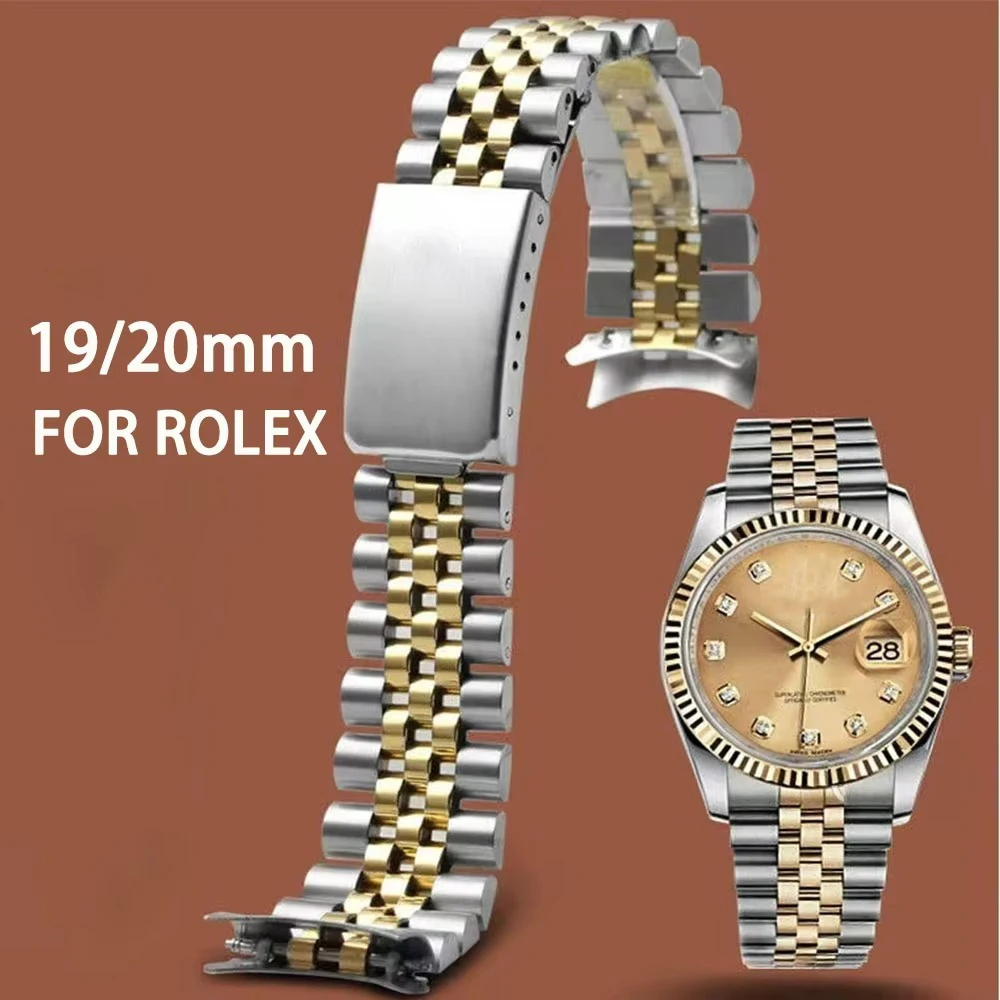 19mm 20mm Curved End Metal Strap for Rolex Watchbands Solid Stainless ...