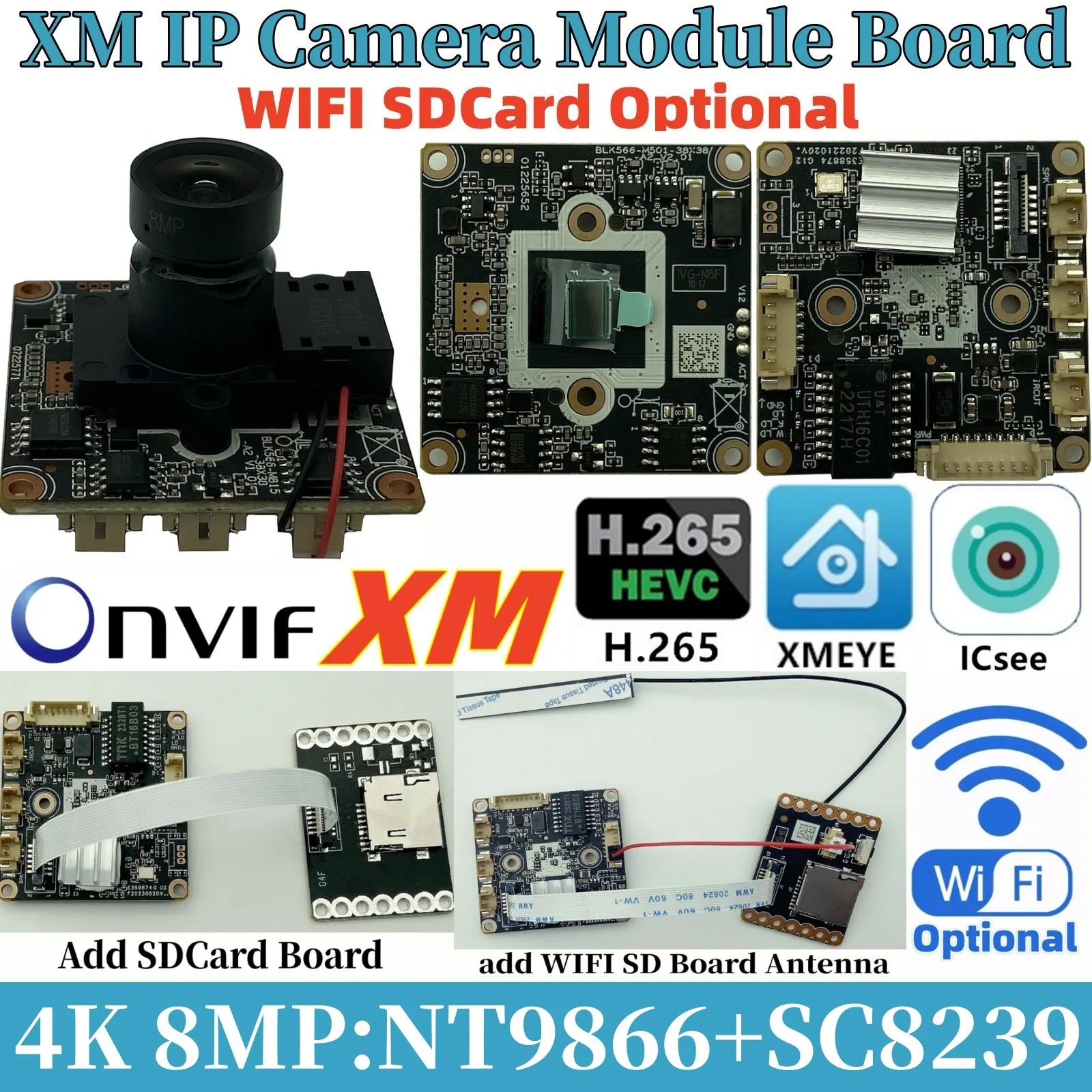 WIFI-SDCard-Optional-4K-8MP-XM-IP-Camera-Module-Board-M12-Lens-IRCut ...