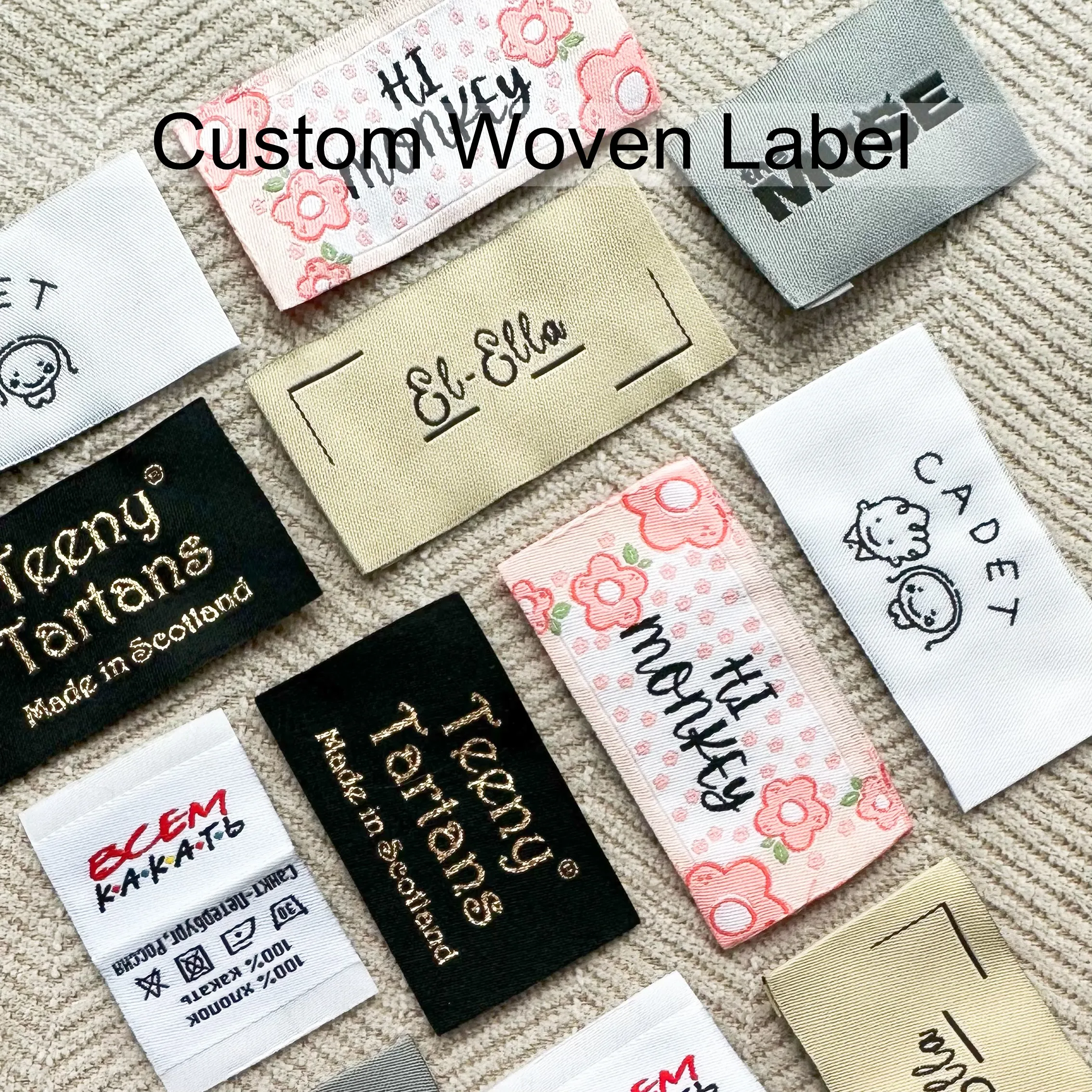 Custom-Woven-Labels-For-Clothing-Shoes-Tag-Personalized-Logo-Washable ...