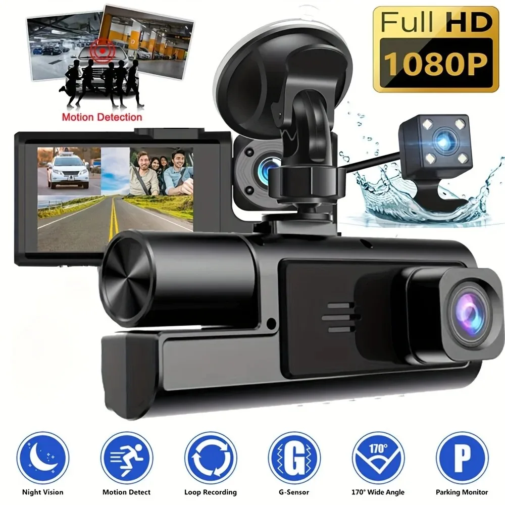 Dash-Cam-Three-Camera-For-Cars-1080P-WIFI-Front-And-Inside-Recording ...