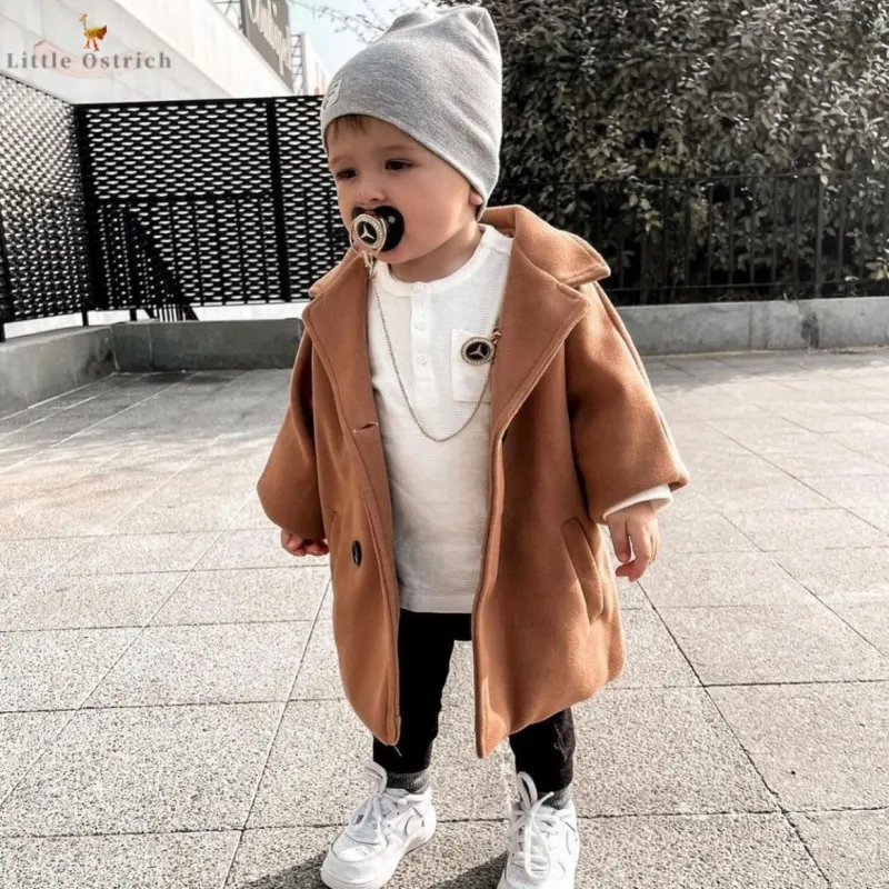 Baby-Boy-Girl-Woolen-Jacket-Long-Double-Breasted-Warm-Infant-Toddler ...