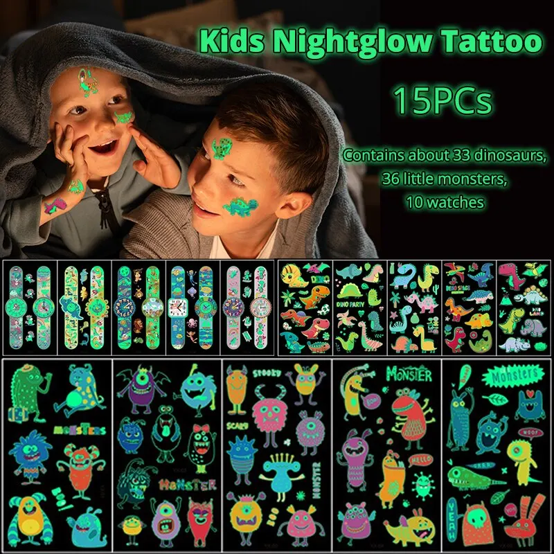 15-Sheets-Night-Glow-Temporary-Tattoos-Party-Supplies-Decorations ...