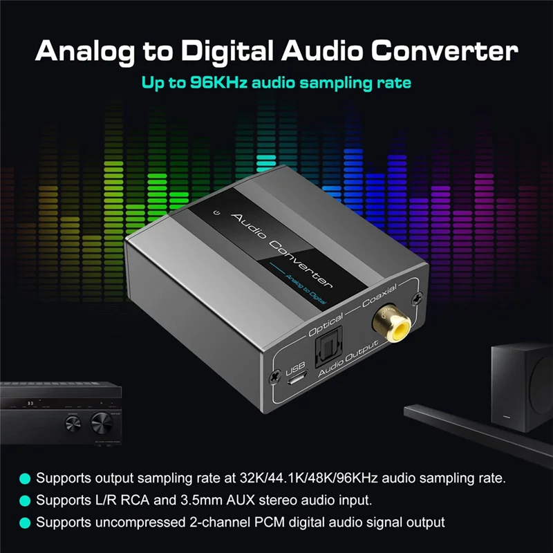 AEE7-Analog To Digital Audio Converter RCA To Optical With Optical ...