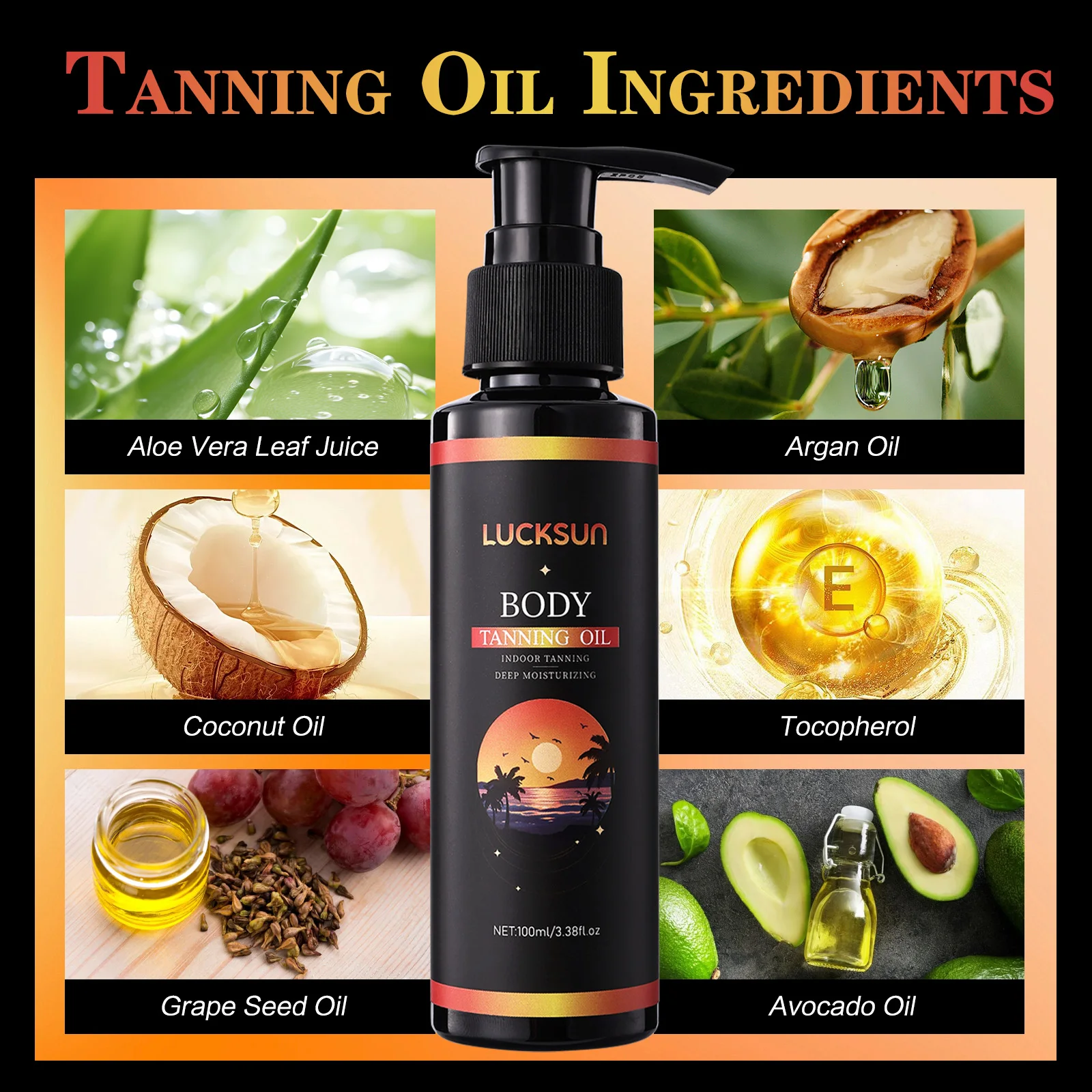 2-in-1 Fast-Acting Body Tanning Oil 100ml Natural Bronzer Indoor ...