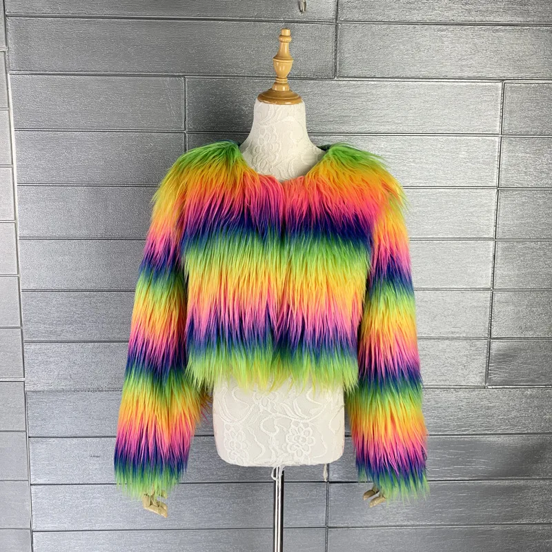 Four-color-Rainbow-Imitation-Fur-Long-Hair-Imitation-Goat-Wool-Women-s ...