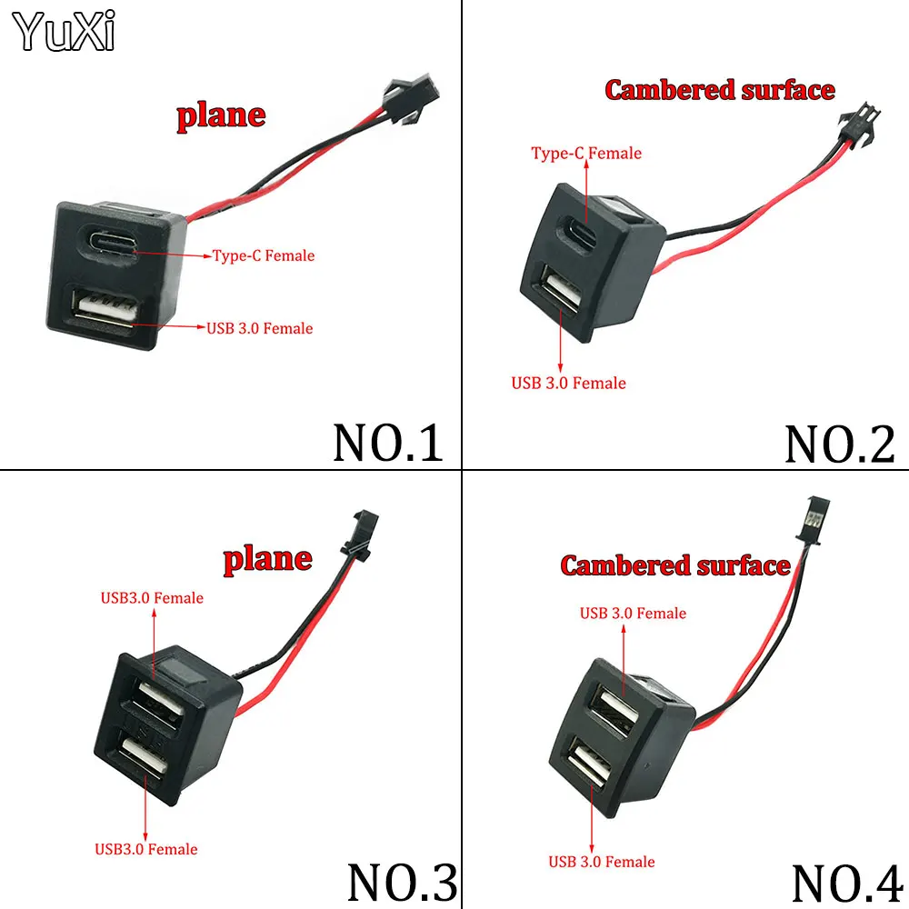 YUXI 1PCS USB Female Base Type C Double Layer Socket USB A Female Lamp ...