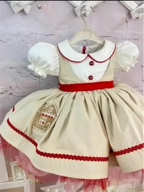 0-12Y Baby Girl Khaki Vintage Turkish Princess Ball Gown Dress for Eid ...