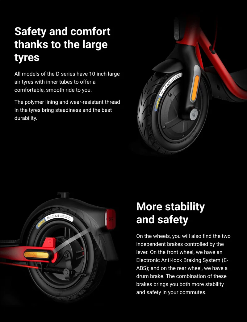 Segway Ninebot KickScooter D28E - Black/ Red - Eshtir.com